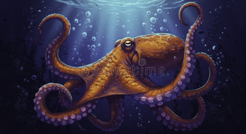 Giant Pacific Octopus Underwater Scene: Majestic Cephalopod in Its ...