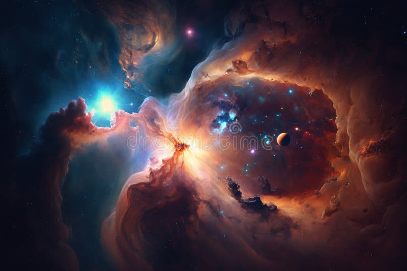 A Breathtaking Illustration of a Space Nebula Surrounded by Galactic ...