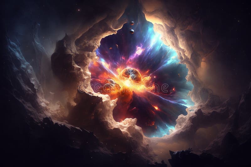 A Breathtaking Illustration of a Space Nebula Surrounded by Galactic ...