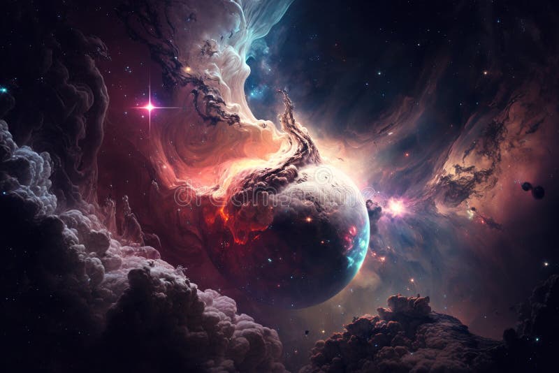 A Breathtaking Illustration of a Space Nebula Surrounded by Galactic ...
