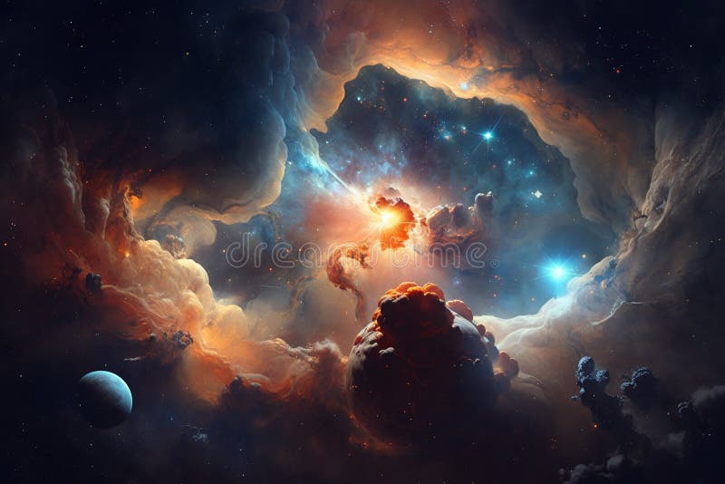 A Breathtaking Illustration of a Space Nebula Surrounded by Galactic ...