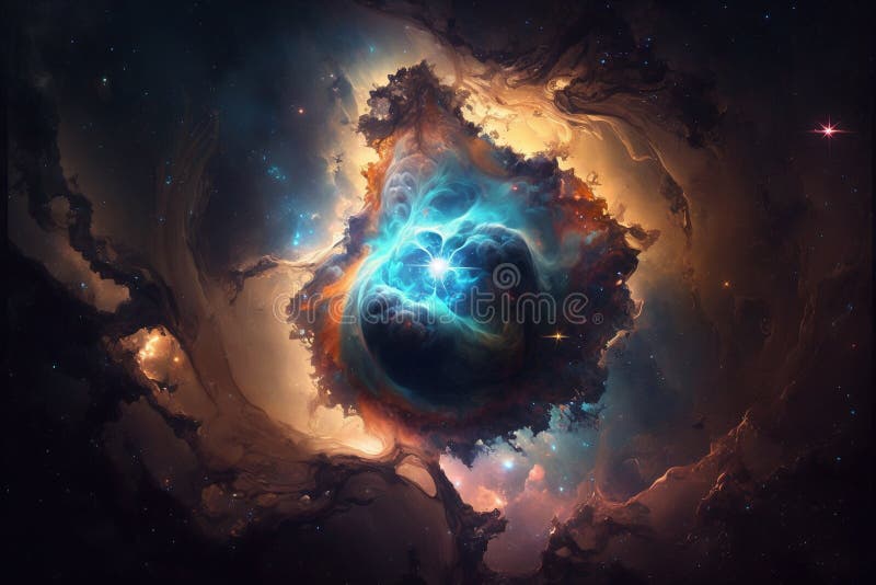A Breathtaking Illustration of a Space Nebula Surrounded by Galactic ...