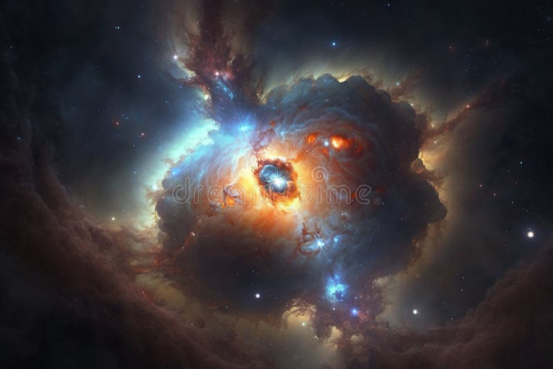 A Breathtaking Illustration of a Space Nebula Surrounded by Galactic ...