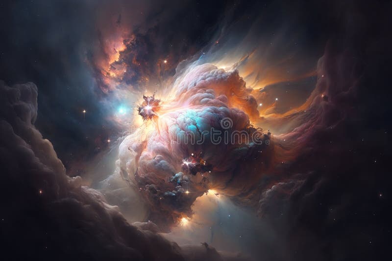 A Breathtaking Illustration of a Space Nebula Surrounded by Galactic ...