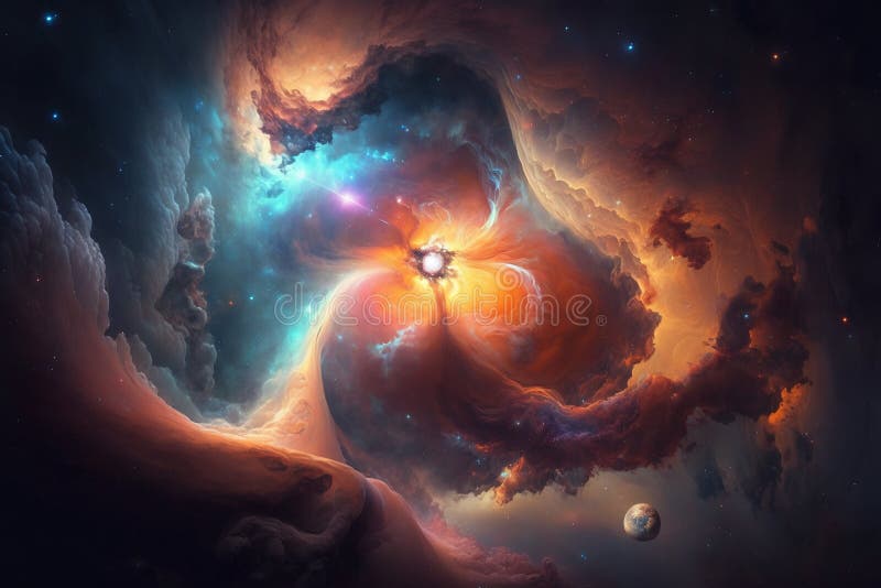 A Breathtaking Illustration of a Space Nebula Surrounded by Galactic ...