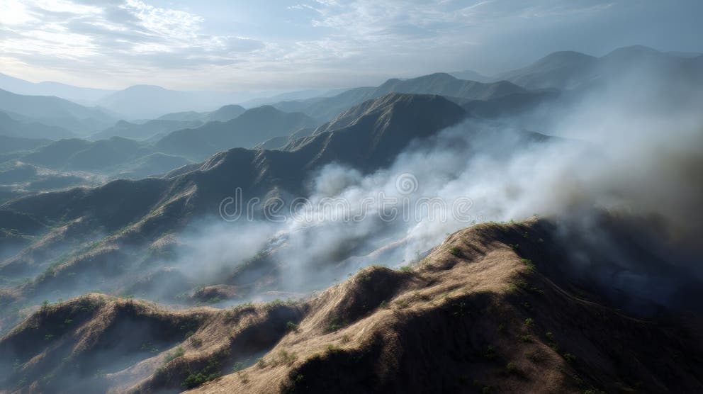 A Stunning Aerial View of a Mountain Range Ravaged by Uncontrolled ...