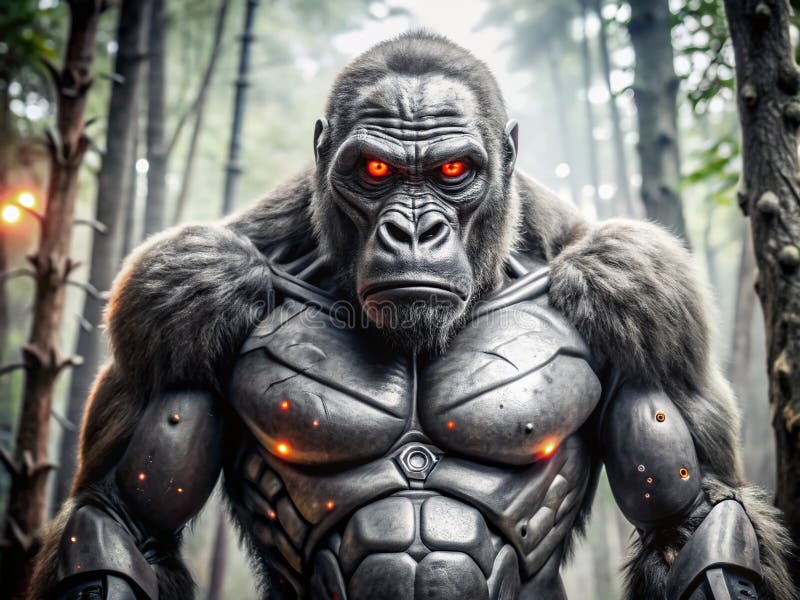 Unstoppable Force a Cyborg Gorilla Reigns Supreme in a Gloomy Lush ...