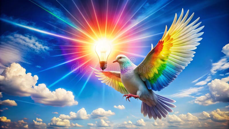 A Rainbow Dove of Hope: Illuminating the Path Forward with a Lightbulb ...