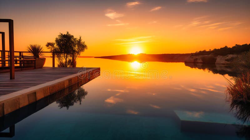 A Breathtaking Image of a Lavish Infinity Pool, Bathed in the Warm ...