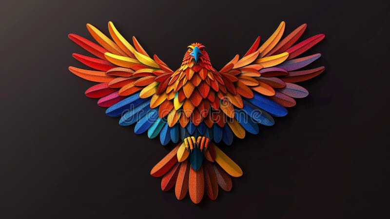 Vibrant Rainbow Eagle Paper Art a Majestic Flight of Colorful Feathers ...
