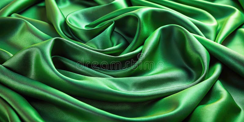 Captivating Deep Green Silk Fabric a 3D Wave Texture for Luxurious ...