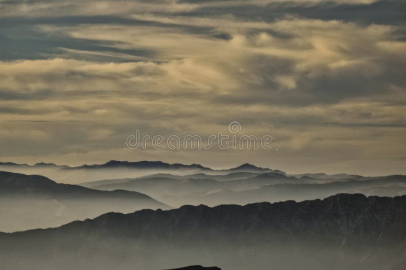 Serene Sunrise Above Misty Mountain Ranges Stock Photos - Free ...