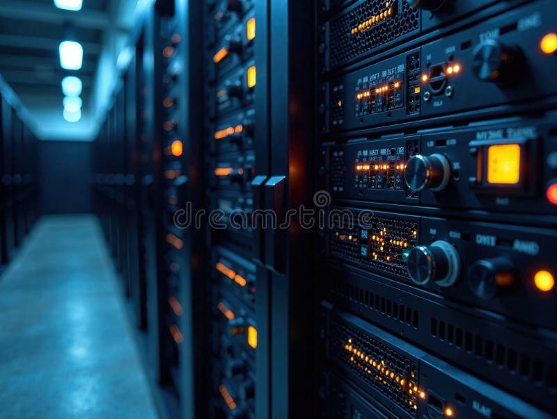 Illuminated Server Rack in a Modern Data Center a Glimpse into Powerful ...