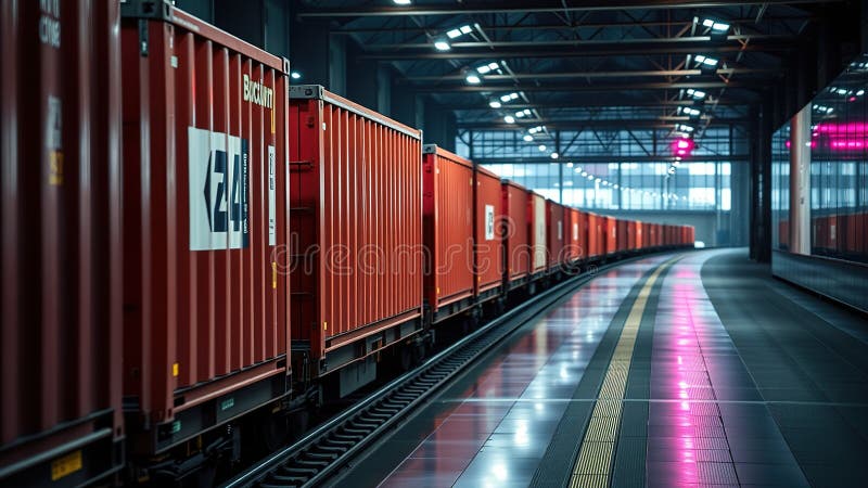 Powerful Freight Train with Container Cars a Stunning Visual of Modern ...