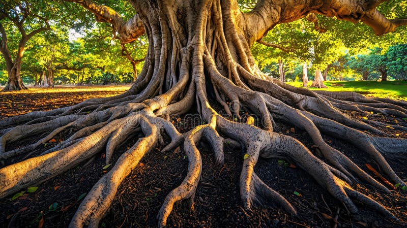 Majestic Tree Roots Nature S Grounding Strength Stock Illustration ...