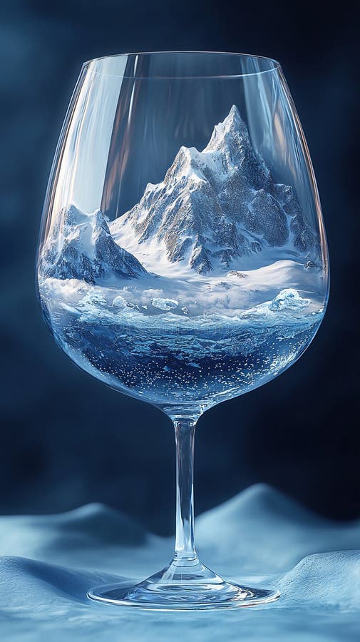 Majestic Mountain Peaks in a Crystal Wine Glass Stunning Nature Scene ...