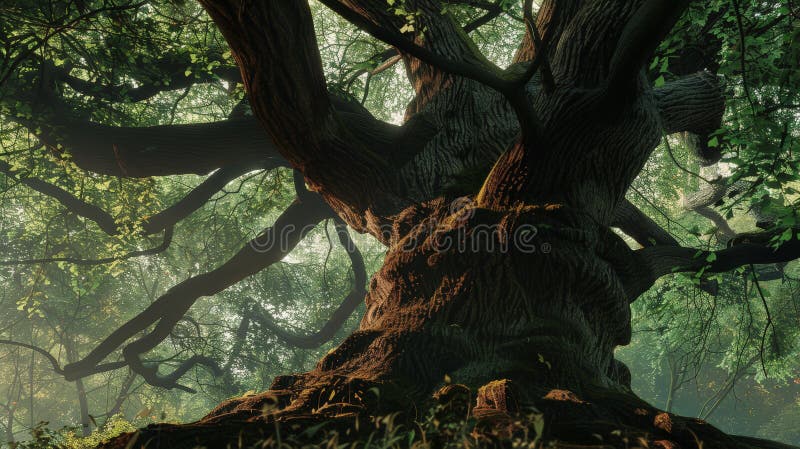 Ancient German Oak Tree: 500 Years of Majesty. Generative AI Stock ...
