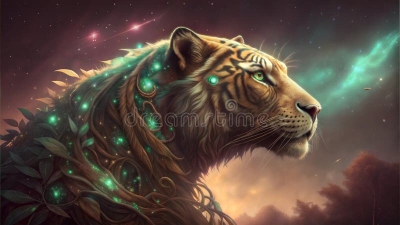 Breathtaking and Impressive Illustration Wallpaper Featuring a Fantastic Tiger. AI Generated ...