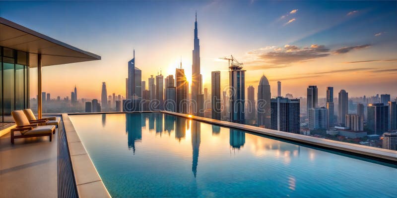 Breathtaking Infinity Pool on a Rooftop with a Stunning City Skyline ...
