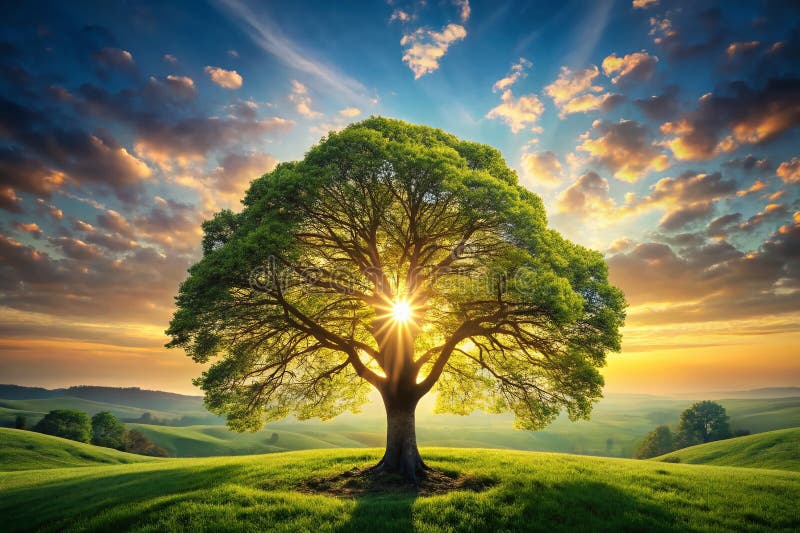 A Breathtaking Landscape Depicting a Tree Shaped Like Lungs a Powerful ...