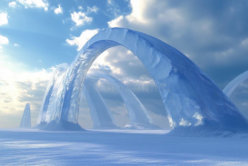 Majestic Frozen Ice Structures Stock Illustration - Illustration of ...