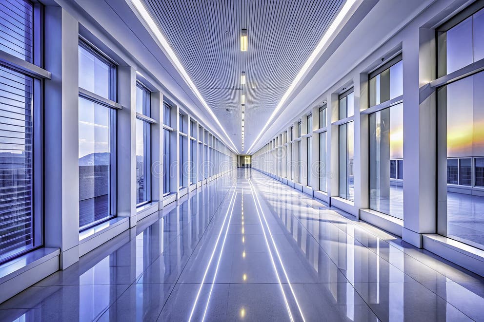 A Breathtaking Long Exposure of a Bright White Corridor in a Modern ...