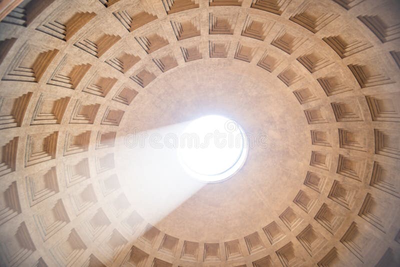Breathtaking Low Angle Shot of the Interior of Rome Pantheon with the ...