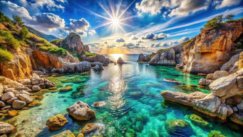 Breathtaking Mediterranean Coastline Azure Waters Dramatic Cliffs and Idyllic Beaches for a ...