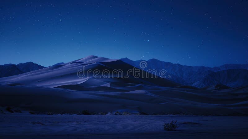 Breathtaking Night Landscape of Desert Sand Dunes Stock Illustration ...