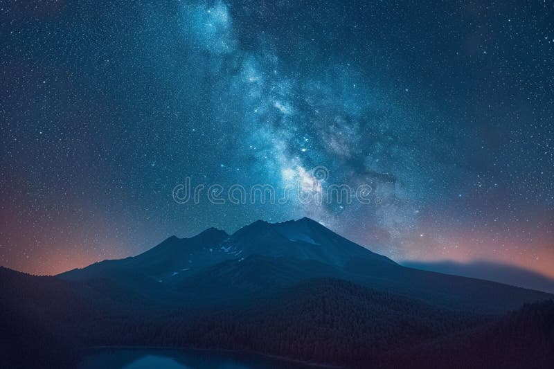Breathtaking Night Sky Panorama Unfolds in a Serene Scenic View Stock ...