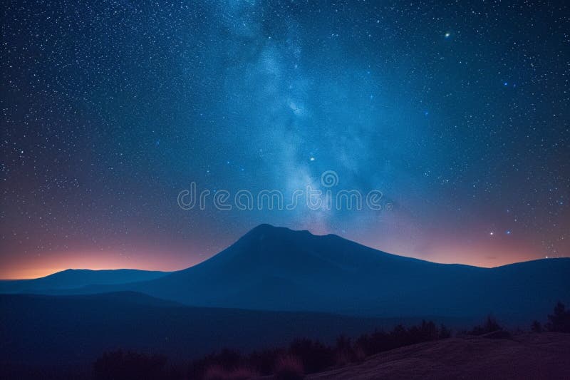 Breathtaking Night Sky Panorama Unfolds in a Serene Scenic View Stock ...