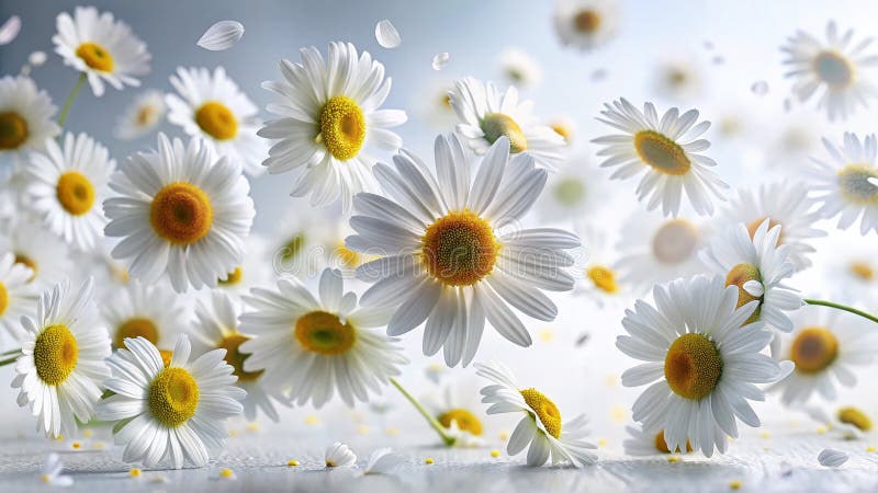 A Breathtaking Panorama of Daisies Falling on a Pristine White ...
