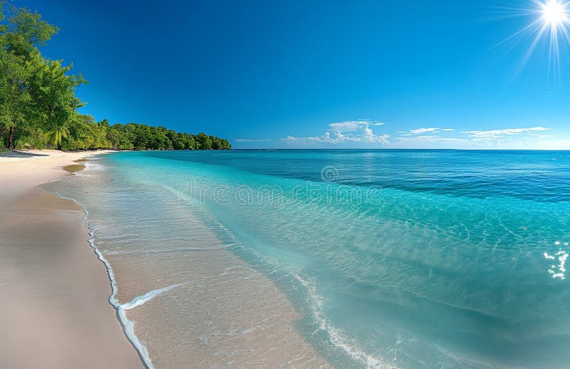 Breathtaking Panorama of a Quiet Tropical Beach without Any Tourists ...