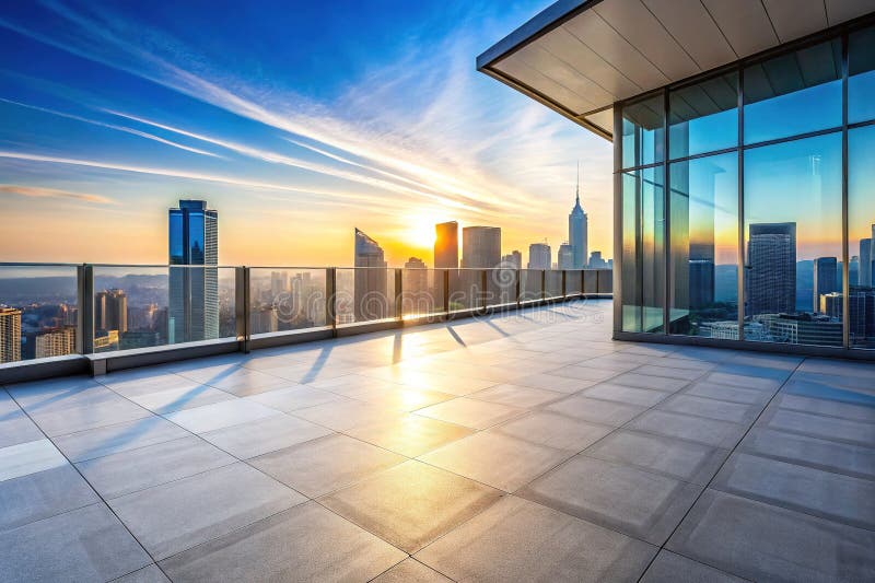 Breathtaking Panoramic Cityscape from a Modern Skyscraper Rooftop ...
