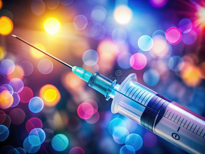 Precision in Medical Injection a Panoramic CloseUp of a Sterile Syringe ...