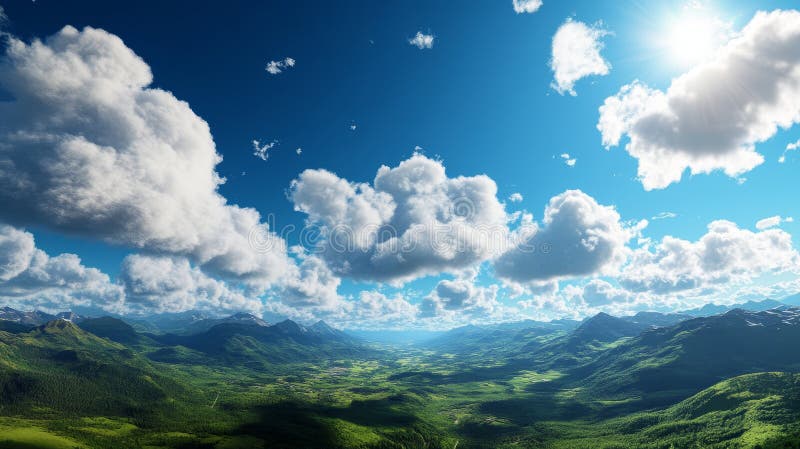 A Breathtaking Panoramic HDRI Sky Featuring Vibrant Blue Skies Fluffy ...