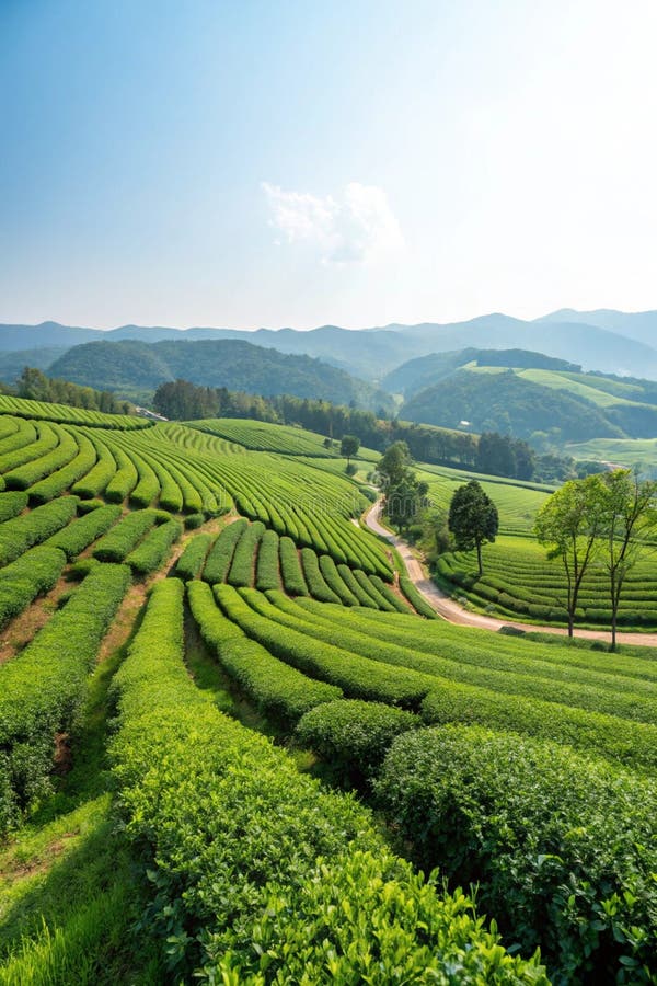 Panoramic View of the Boseng Tea Fields in South Korea Stock ...