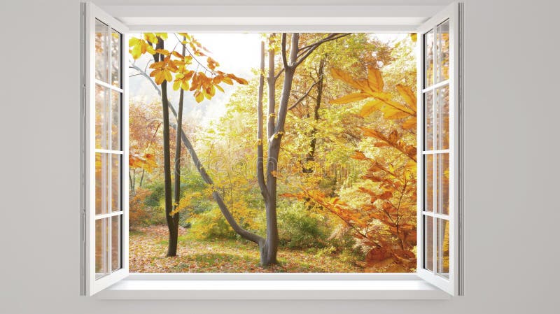 Breathtaking Panoramic View of an Enchanting Fall Forest through a ...