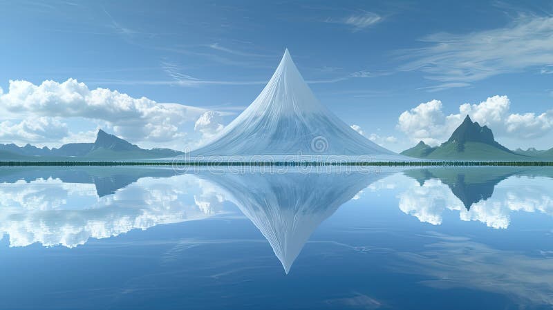 A Breathtaking Panoramic View of a Large, Green Volcano with a Fluffy ...