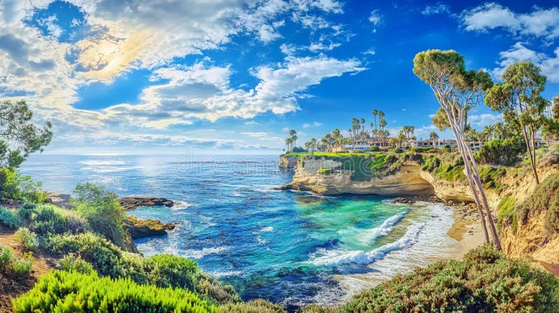 Stunning Coastal Cliffscape Ocean View Picturesque Beach Scene Stock ...