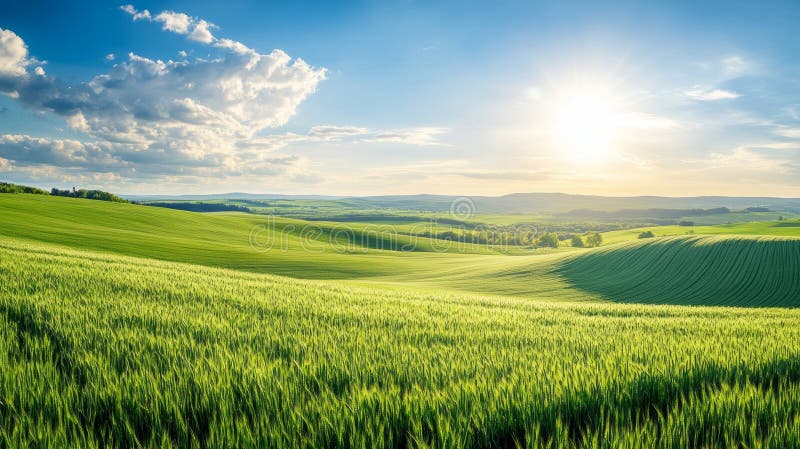 Breathtaking Panoramic View Showcasing Endless Lush Green Fields ...