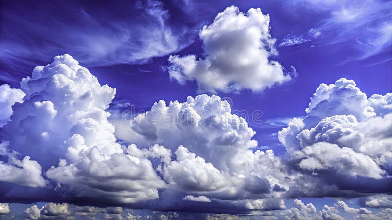 Breathtaking Panoramic View of a Stunning Blue Sky and Fluffy White ...