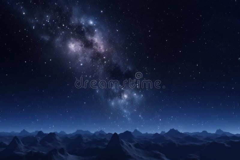 Panoramic Indigo Starry Sky in Deep Space, Generative AI Stock ...