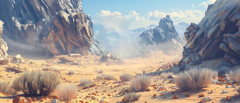 A Breathtaking Post-apocalyptic Canyon Scene, Featuring Towering Rock ...