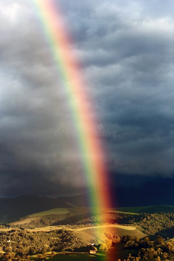 Breathtaking Rainbow Emerging in Beautiful Landscape - French Pyrenees ...