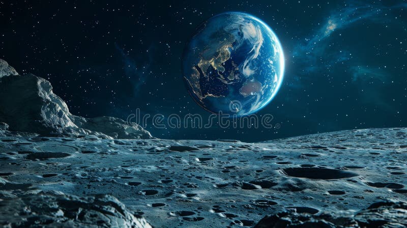 Breathtaking Realistic Earth View from the Moon, Offering a Captivating ...