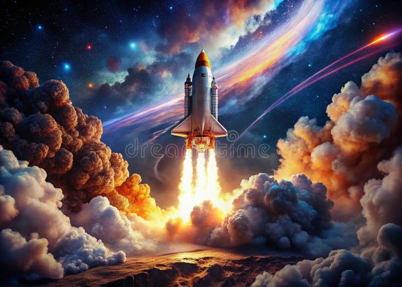 Breathtaking Rocket Launch Ascends into a Starry Interstellar Canvas a ...