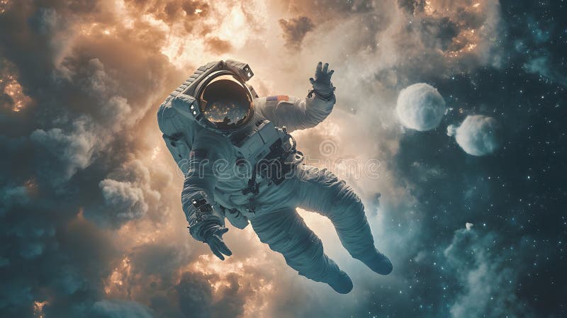 A Breathtaking Scene of an Astronaut Floating in Space, Surrounded by ...