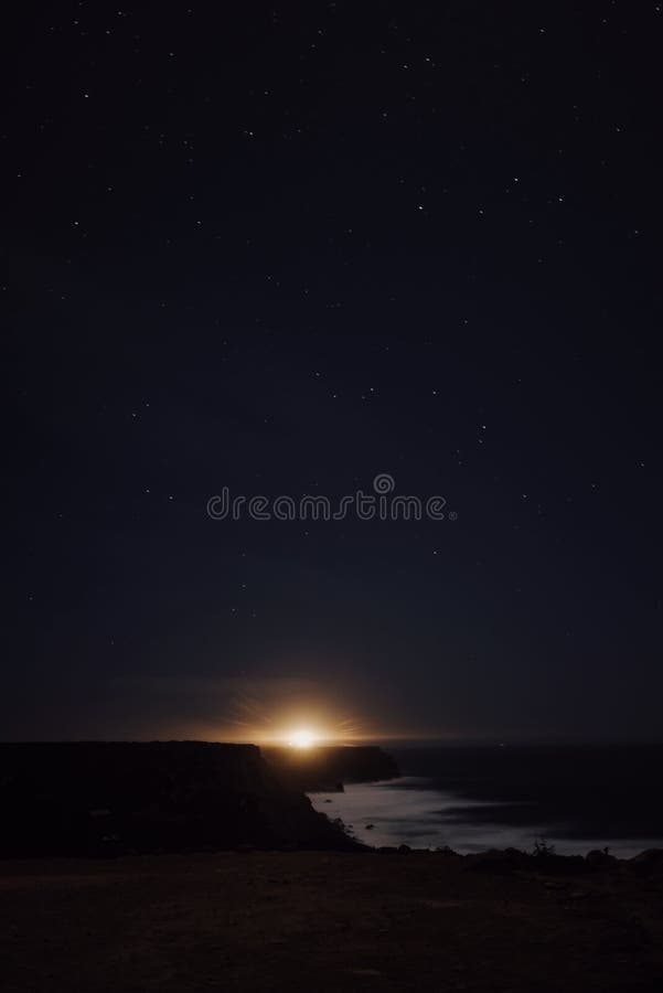 Breathtaking Scene of Calm Ocean at Starry Night Stock Photo - Image of ...