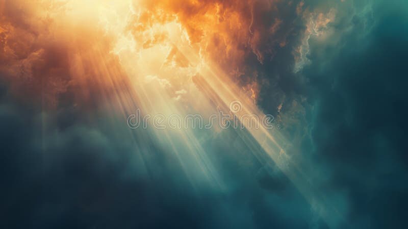 A Breathtaking Scene of a Dramatic Sky with Radiant Sun Rays Shining ...